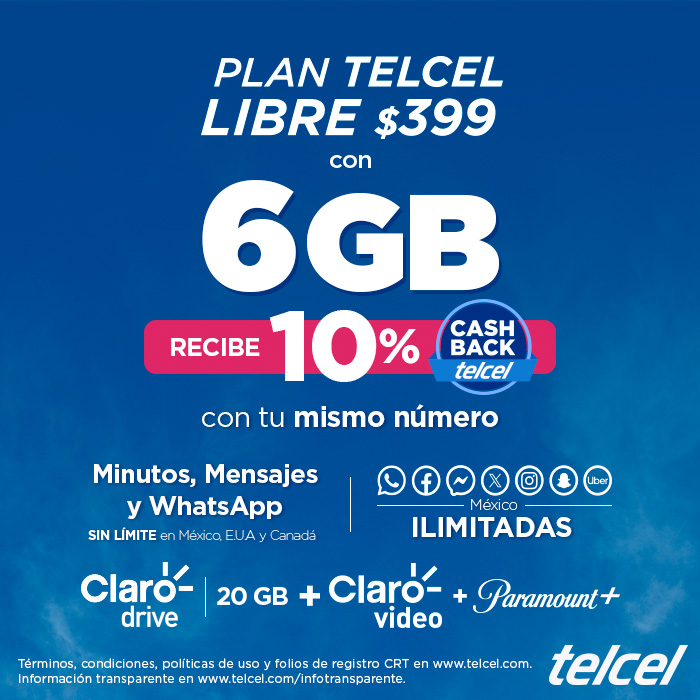 ¡Descubre todos los beneficios del nuevo Plan Telcel Libre $399!