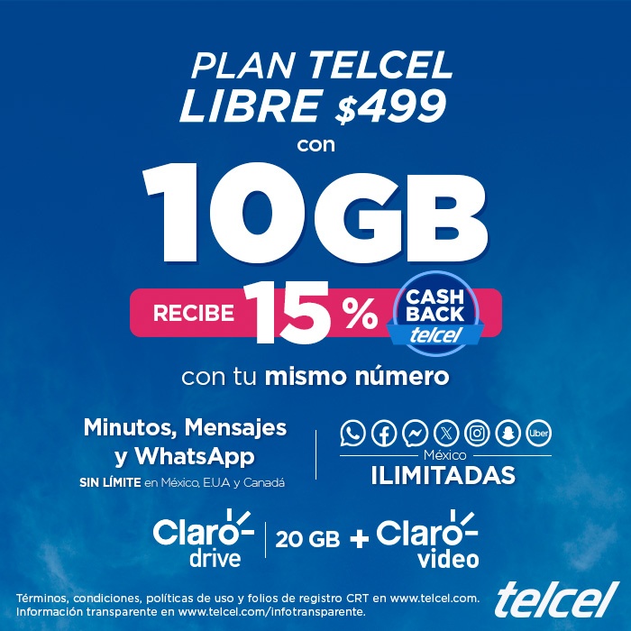 ¡Descubre todos los beneficios del nuevo Plan Telcel Libre $499!